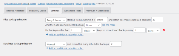 Advanced Backup Retention Rules | UpdraftPlus - TeamUpdraft