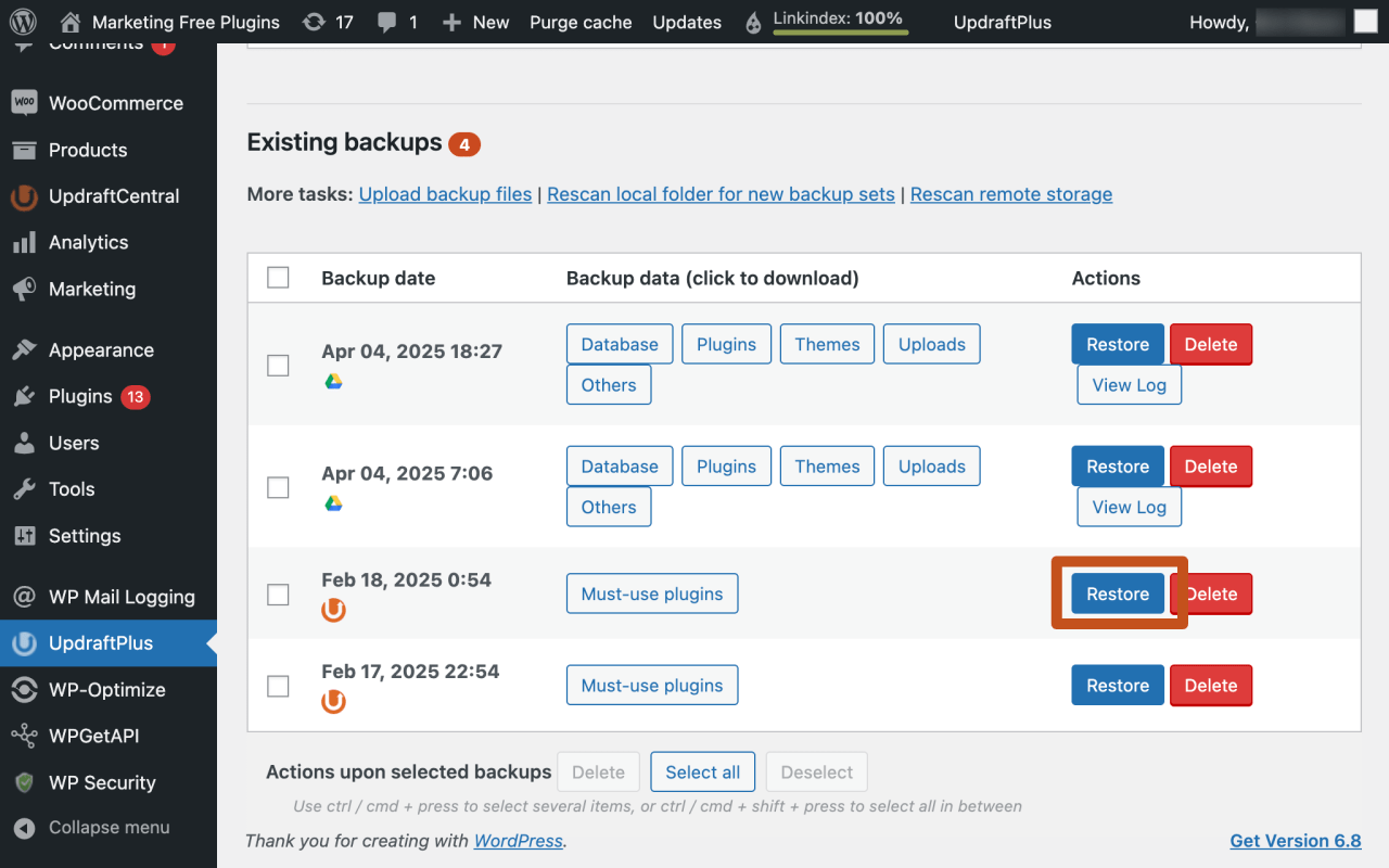 Guide to restoring WordPress from backup files and database - TeamUpdraft